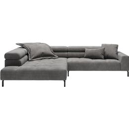 Ecksofa Places of Style, B:311cm H:71cm T:219cm, grau, 88% Polyester, 12% Polyacryl, Wohnzimmer, Sofas, "Claya, L-Form, incl. Kopfteilverstellung,