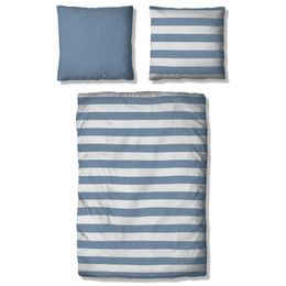 Wendebettwäsche OTTO products, blau, Renforcé (Bio-Baumwolle), Obermaterial: 100% Baumwolle, Bettwäsche, "Big Stripe", 100% Bio-Baumwolle GOTS