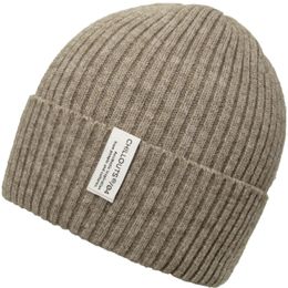 Chillouts Damen Beanie "Tomke Hat", beige, mehrfarbig, Feinstrick, Materialmix, M&uuml;tzen, hochwertige Rippstrickbeanie