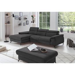 Ecksofa COTTA, B:244cm H:72cm T:166cm, schwarz, Microfaser (100% Polyester);Flachgewebe (100% Polyester), Wohnzimmer, Sofas, "Kitty L-Form, B: 242