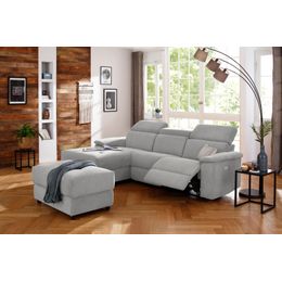 Ecksofa Home Affaire, B:252cm T:164cm, grau, Webstoff (95% Polyester/5% Nylon), Wohnzimmer, Sofas, "Binado, L-Form", mit manueller oder elektrischer