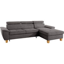 Ecksofa, B:280cm H:79cm T:167cm, grau, exxpo - SOFA FASHION, Luxus-Microfaser Vintageoptik (100% Polyester);Webvelours (92% Polyester, 8% Nylon),