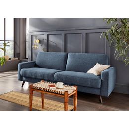 3-Sitzer, B:222cm H:89cm T:93cm, blau, exxpo - SOFA FASHION, Sofas, "Samso, elegant und bequem, toller Sitzkomfort, Schlafsofa", Kippcouch, inklusive