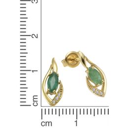 Firetti Damen Paar Ohrstecker "Schmuck Geschenk Gold 375 Ohrschmuck Farbstein Edelstein Smaragd", Gelbgold 375, gr&uuml;n, Gelbgold 375, Ohrringe, mit