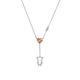 Emporio Armani Damen Kette mit Anhänger "Schmuck Geschenk Silber 925 Halsschmuck Teddy Herz", Silber 925 (Sterlingsilber), L: 45 B: 1mm, rosa, Silber