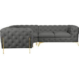Chesterfield-Sofa Home Affaire, B:264cm H:75cm T:204cm, grau, Struktur (100% Polyester);Samtoptik (100% Polyester), Sofas, "Amaury L-Form", moderne