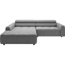 Ecksofa 3C CANDY, B:258cm H:68cm T:217cm, grau, 100% Polyester, Wohnzimmer, Sofas, "Denver auch mit Cord- und Easy care-Bezug, Kopfteilverstellung