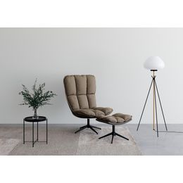 Drehsessel Home Affaire, B:80cm H:106cm T:82cm, grau, 100% Polyester, Wohnzimmer, Sessel, "Seet, Polstersessel mit Hocker", 360 drehbar, Relaxsessel