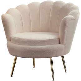 Loungesessel Salesfever, B:76cm H:78cm T:76cm, beige, Bouclé Stoff (100% Polyester), Metall, Wohnzimmer, Sessel, "Sessel: Entspannung pur",