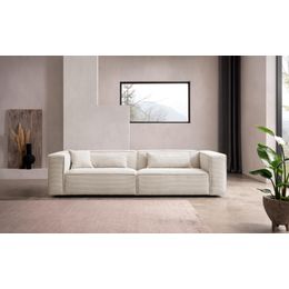 3-Sitzer, B:275cm H:66cm T:101cm, beige, LeGer Home by Lena Gercke, 100% Polyester, Sofas, "PIARA, Couch mit Kedernaht, Sofa in Cord, Leinenoptik o.