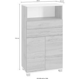 Midischrank Welltime, B:59,8cm H:110,5cm T:32,6cm, wei&szlig;, FSC-zertifizierter Holzwerkstoff, Badezimmer, Schr&auml;nke, "Emmi, Breite 59 cm", 2 T&uuml;ren,