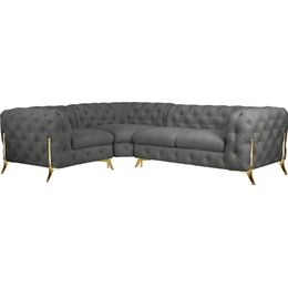 Chesterfield-Sofa Home Affaire, B:264cm H:75cm T:204cm, grau, Struktur (100% Polyester);Samtoptik (100% Polyester), Sofas, "Amaury L-Form", moderne