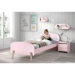 Kinderbett Vipack, B:94cm H:72cm L:205cm, rosa, Betten, "Kiddy, inkl. Rolllattenrost, Liegefl&auml;che 90/200 cm", gradliniges Design in Retro-Optik,