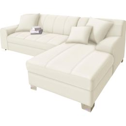 Ecksofa DOMO collection, B:239cm H:75cm T:82cm, weiß, Wohnzimmer, Sofas, "Turah incl. Zierkissen, moderne Steppung, auch in Leder", wahlweise mit