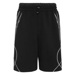 Plein Sport Damen Jogg-Bermudas "Scratch", schwarz-wei&szlig;, Gr. S, Obermaterial: 88% Baumwolle, 12% Polyester, Hosen