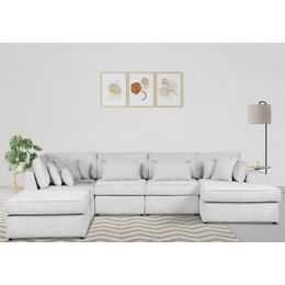 Wohnlandschaft OTTO HOME, B:460cm H:75cm, beige, 100% Polyester, Sofas, "Enid U-Form", 6 Teile, bestehend aus Modulen, in vielen Bezügen, auch in