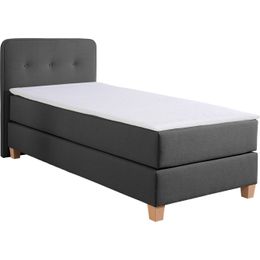 Boxspringbett Home Affaire, B:103cm L:207cm, grau, Struktur fein (100% Polyester);Samtstoff (100% Polyester), Komplettbetten, "Fargo", inkl. Topper,
