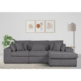 Ecksofa OTTO HOME, B:280cm H:75cm T:162cm, grau, Baumwollmix (60% Baumwolle/40% Leinen);Struktur fein (100% Polyester);Samtoptik (100% Polyester),