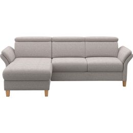 Ecksofa OTTO HOME, B:253cm H:84cm T:166cmsilber, 100% Polyester, Wohnzimmer, Sofas, "Glendale, L-Form", inkl. Kopfteilverstellung, wahlweise mit