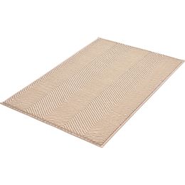 Badematte Kleine Wolke, H:10mm, beige, Polyester, Badematten, "Zigzag", Badteppich, Uni-Farben, modernes Zickzack Muster