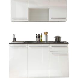 Pantryk&uuml;che, B:160cm T:60cm, wei&szlig;, BASIC BY BALCULINA, Komplettk&uuml;chen-Sets, "Jazz Singlek&uuml;che", Breite 160 cm, wahlweise mit E-Ger&auml;ten und Mikrowelle