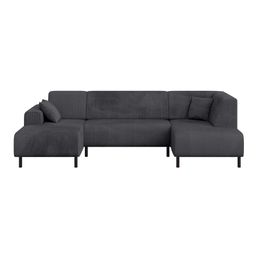 Wohnlandschaft Home Affaire, B:300cm H:81cm T:163cm, grau, 100% Polyester, Sofas, "ARROS U-Form mit Wellenunterfederung, Ma&szlig;e B/T/H: 300/163/81 cm",