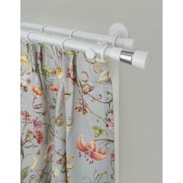 Gardinenstange Garesa, L:460cm &Oslash;:20mm, wei&szlig;, Eisen, Gardinenstangen, "WHITE", Vorhanggarnitur, verl&auml;ngerbar, Wandmontage, Endknopf 2-farbig