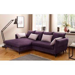 Ecksofa Home Affaire, B:274cm H:88cm T:170cm, lila, Wohnzimmer, Sofas, "Tirano, moderne Optik, komfortabel, Breite 274cm,L-Form", wahlweise mit