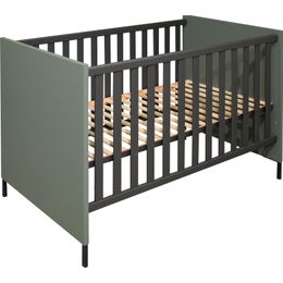Mäusbacher Babybett MÄUSBACHER, B:76cm H:93cm T:144cm, grau, Holzwerkstoff, Babybetten, Metallfüße, Metallgriffe