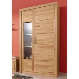 Vitrine, B:105cm H:191cm T:42cm, beige, VOGL M&Ouml;BELFABRIK, Wohnzimmer, Schr&auml;nke, "Toronto", in 2 Breiten Breite 52 und Breite 105 cm, teilmassiv,