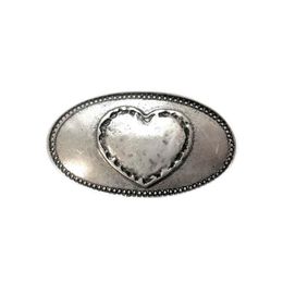 Damen Gürtelschnalle "Herz Oval Silber", silber, RETTUNGSRING GÜRTEL, gemustert, Obermaterial: 100% Metall, Gürtel