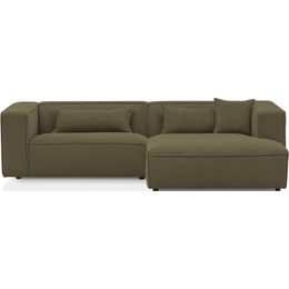 Ecksofa, B:267cm H:66cm T:167cm, grün, LeGer Home by Lena Gercke, 100% Polyester, Wohnzimmer, Sofas, "PIARA mit Kedernaht, Cord, Leinenoptik o.