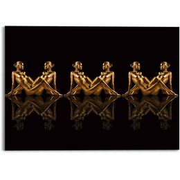 Glasbild Reinders, B:70cm H:50cm, schwarz, Acrylglas, Wohnzimmer, Bilder, "Glasbild Frauen in Gold Symmetrie - Caleidoscoop"
