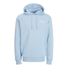 Jack & Jones JACK & JONES Herren Kapuzensweatshirt "JJBEAU &ndash; Sweater mit Logodruck, Slim Fit und Baumwolle", blau, Gr. S, unifarben, angeraute Sweatware,