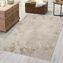 Teppich Carpet City, B:120cm H:10mm L:170cm, beige, Polyester, Wohnzimmer, Teppiche, "ANTIK481", Kurzflor, 3D-Optik, Klassisch-Modern f&uuml;r Wohnzimmer,