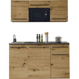Pantryk&uuml;che, B:160cm T:60cm, beige, BASIC BY BALCULINA, Komplettk&uuml;chen-Sets, "Jazz Singlek&uuml;che", Breite 160 cm, wahlweise mit E-Ger&auml;ten und Mikrowelle