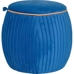 Stauraumhocker Home Affaire, B:49cm H:46cm T:49cm, blau, Samtbezug 100% Polyester, Hocker