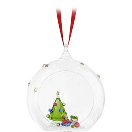 Swarovski Dekohänger "Holiday Cheers Weihnachtsbaum Geschenke Weihnachtskugel", B/H/T: 6,82cm x 8,9cm x 8cm, weiß, Kristallglas, Metall, Polyester,