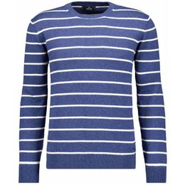Ragman Herren Rundhalspullover, blau, Gr. S, 70% Baumwolle 30% Leinen, Pullover