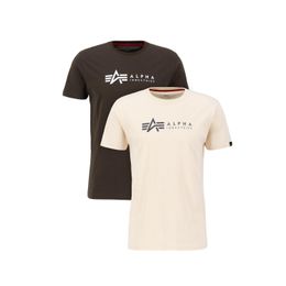 Herren T-Shirt "Alpha Label T-Shirt 2 Pack", grün, Gr. S, Alpha Industries, Obermaterial: 100% Baumwolle, Shirts