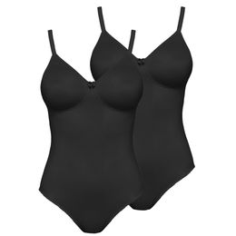 SuSa Damen Body "2er Pack Body ohne Bügel Basic", Gr. 75, schwarz, Stoff, Obermaterial: 82% Polyamid PA. 18% Elasthan EL., Bodys