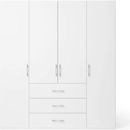 Dreht&uuml;renschrank, B:201cm H:223cm T:60cm, wei&szlig;, SET ONE BY Musterring, Holzwerkstoff, Schr&auml;nke, "Henderson", mit 3 Schubladen, inkl. Fachb&ouml;den und