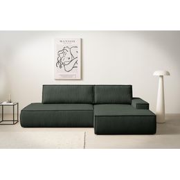 Ecksofa Home Affaire, B:275cm H:85cm T:167cm, grün, 100% Polyester, Wohnzimmer, Sofas, "SHERWOOD, Schlafsofa in L-Form offen (275cm), Cord,