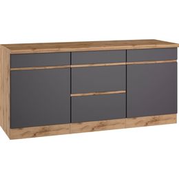 Unterschrank KOCHSTATION, B:180cm H:86cm T:60cm, grau, Holzwerkstoff, K&uuml;che, Schr&auml;nke, "KS-Riesa", Breite 180 cm, MDF-Fronten