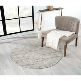 Teppich, B:120cm H:7mm L:120cm &Oslash;:120cm, grau, MyFlair M&Ouml;BEL & ACCESSOIRES, Polyester, Wohnzimmer, Teppiche, "Ava", Uni Farben, meliert, Sisal-Optik,
