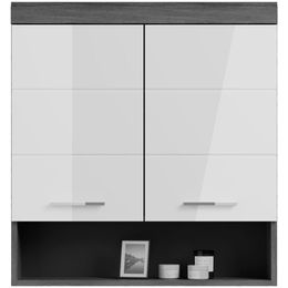 Hängeschrank Inosign, B:74cm H:79cm T:24cm, weiß, FSC-zertifizierter Holzwerkstoff, Badezimmer, Schränke, "SIENA, Breite 74cm, 2 Türen, 1 offenes