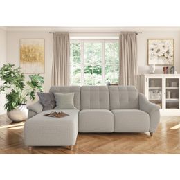 Ecksofa Home Affaire, B:254cm T:170cm, beige, Struktur (100% Polyester);Luxus-Microfaser Florence (100% Polyester);Chenille (100%