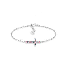 Elli Damen Armband "Kreuz Glass Crystals Rose 925 Sterling Silber", 16cm,mit Steinen, Silber 925 (Sterlingsilber), silber, Silber 925