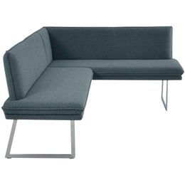 K+w Komfort & Wohnen Eckbank, H:86cm T:60cm, blau, K+W KOMFORT & WOHNEN, Esszimmer, Sitzb&auml;nke, mit Sattlernaht und schmaler Kufe, langer Schenkel rechts oder links