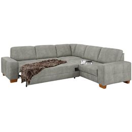 Ecksofa Home Affaire, B:276cm H:86cm T:271cm, grau, Luxus-Microfaser Lederoptik (100% Polyester);Luxus-Microfaser (100% Polyester);Luxus-Microfaser